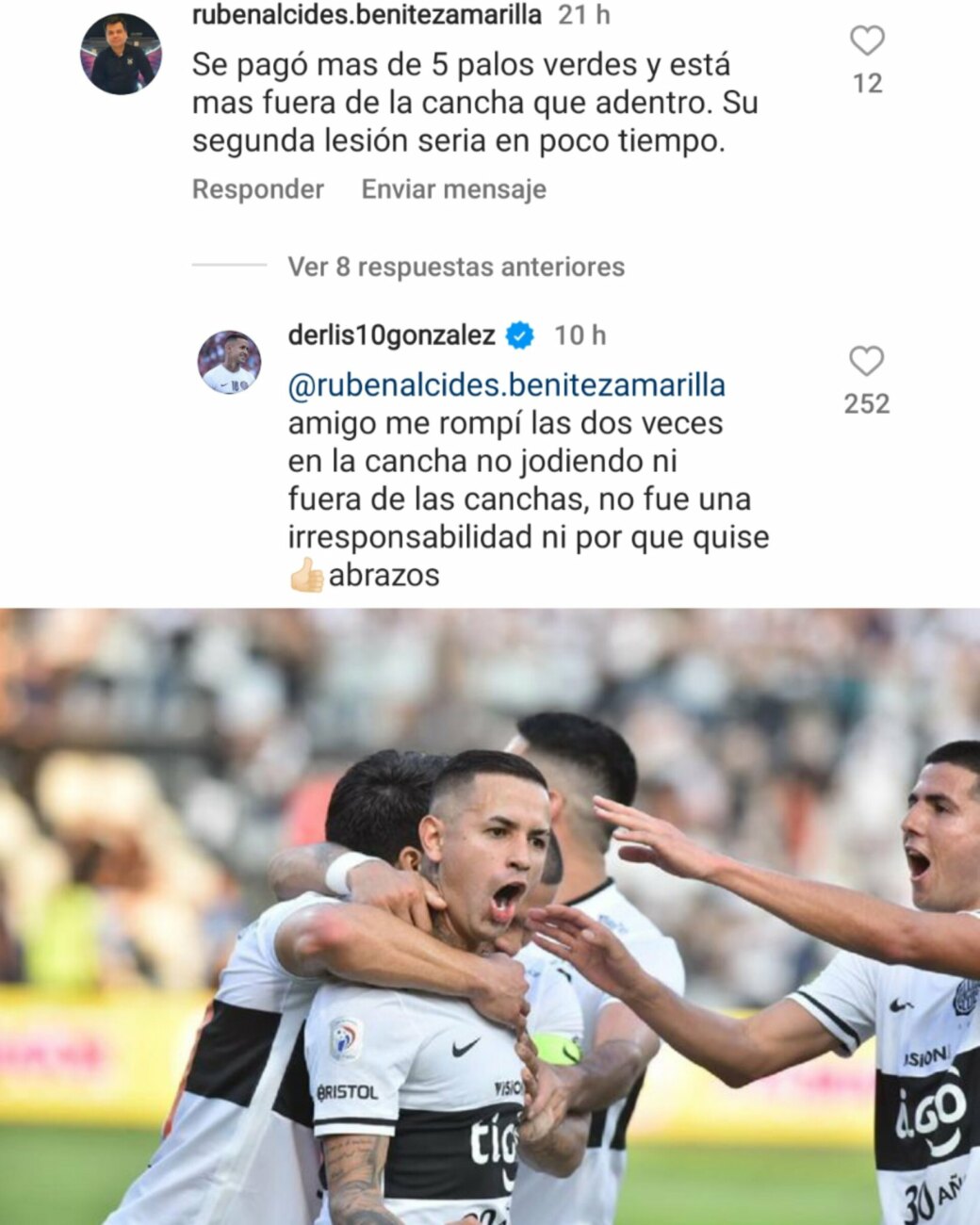 Versus / Derlis González salió al cruce de un hincha olimpista que lo ...